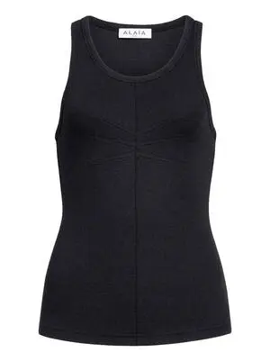 Alaïa Darts Cotton Tank Top - Black