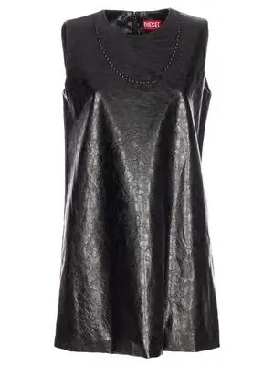 DIESEL® DIESEL Black Leather Effect Sleeveless Crew Neck Dress Black