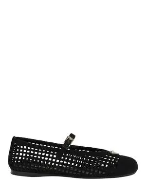 Prada Crochet Ballerinas With Buckle Detail - Black