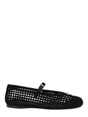 Prada Crochet Ballerinas With Buckle Detail - Black