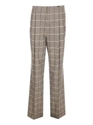 Valentino Garavani Wool Trousers With Check Print - Gray