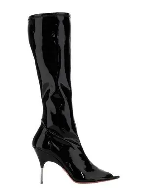 Amina Muaddi Vinyl Bruna Boots - Black