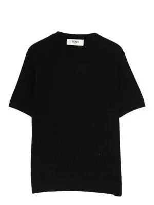 Fendi All-over Pattern Short Sleeve Top - Black