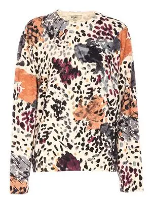 Fendi Effect Graphic Print Long-sleeve Crew Neck Sweater - Multicolor