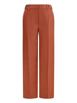 Brunello Cucinelli Linen Wide-leg Pants With Elastic Waistband - Red