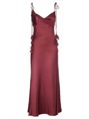 SELF-PORTRAIT Satin Flower Midi Dress - Red