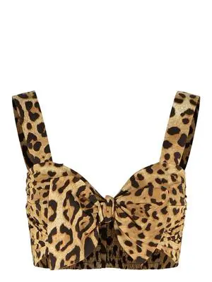 Dolce & Gabbana Leopard-print Cotton Bustier Top - Brown