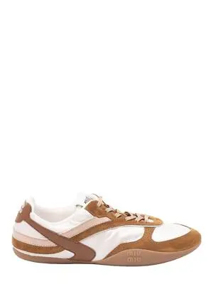 Miu Miu MIU MIU Suede And Canvas Lace-Up Sneakers Multicolor
