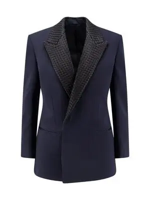 Bottega Veneta Double-breasted Wool Blazer With Intrecciato Lapel Detail - Multicolor