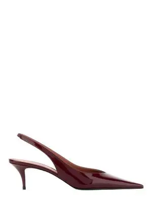 Amina Muaddi Burgundy Leather Slingback Pumps - Red