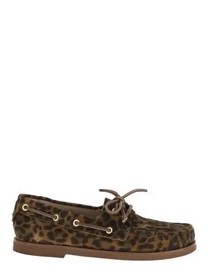 GIANVITO ROSSI GIANVITO ROSSI Leopard-Print Suede Lace-Up Loafers Multicolor