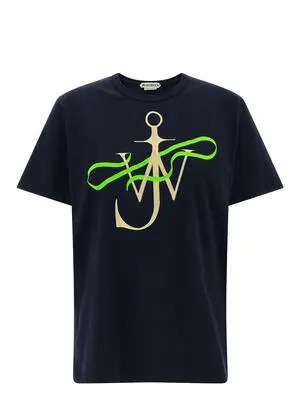 JW Anderson Ribbon Anchor Embroidered Cotton T-shirt - Black