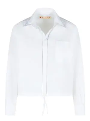 Marni Cotton Poplin Shirt With Contrasting Stitching - White