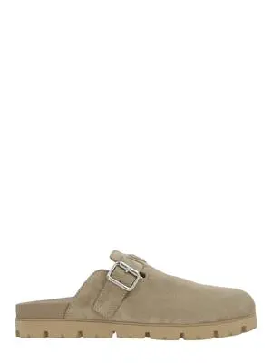 PRADA PRADA Suede Buckled Clogs