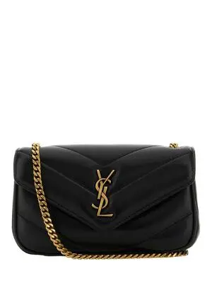 Saint Laurent Leather Mini Loulou Crossbody Bag - Black