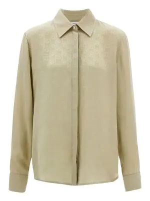FERRAGAMO Silk Monogram Button-up Shirt - Cream