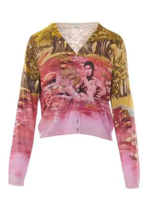 Versace The Naturist Print Silk Cardigan - Multicolor