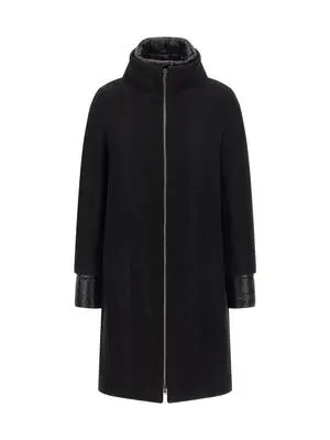 Herno Lamé Thread And Wool Coat - Black