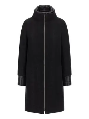 Herno Lamé Thread And Wool Coat - Black