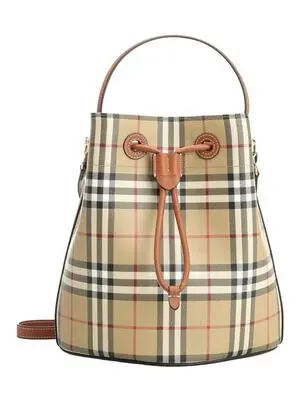 Burberry BURBERRY Bucket Bag In Check Print Coated Cotton Blend Brown