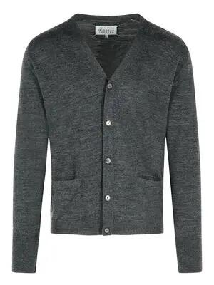 MAISON MARGIELA MAISON MARGIELA Wool Blend V-Neck Cardigan Gray