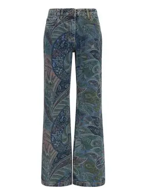 Etro Flare Pants With Paisley Ramage Motif - Multicolor