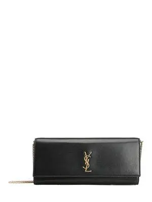 Saint Laurent Kate" Clutch In Grain De Poudre Leather With Cassandre Decoration - Black