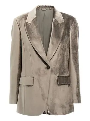 Brunello Cucinelli Single-breasted Chenille Blazer - Gray