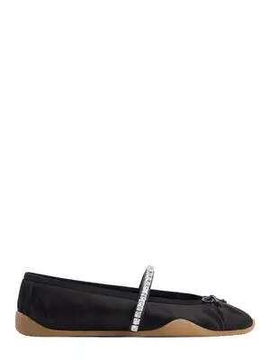 GIUSEPPE ZANOTTI GIUSEPPE ZANOTTI Black Silk Satin Rhinestone Band Ballet Flats Multicolor