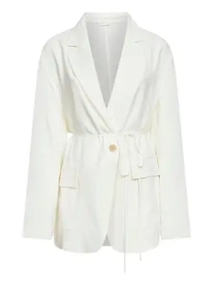 BRUNELLO CUCINELLI BRUNELLO CUCINELLI White Silk Sablé Crêpe Blazer With Monili Embroidery