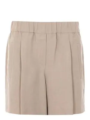 Brunello Cucinelli High-waist Pleated Baggy Shorts - Cream