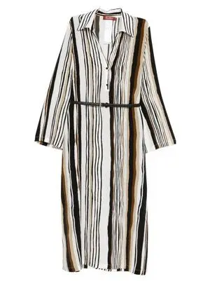 Max Mara Striped Silk Long Dress - Multicolor