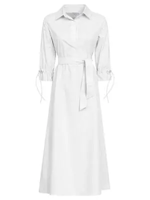 Max Mara White Cotton Poplin Dress - Multicolor