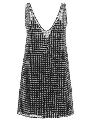 Max Mara Rita Sleeveless Embroidered Organza Minidress - Black