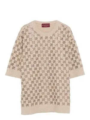Gucci Gg All-over Sequined Crew Neck Knit Top - Multicolor
