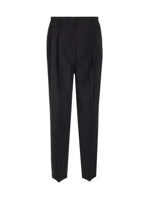 TOTEME High-waisted Pleated Wool Blend Trousers - Black