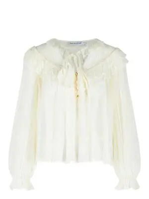 SELF-PORTRAIT Viscose Lace Blouse - White
