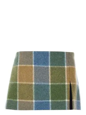 Miu Miu Miu Miu Check Print A-Line Mini Skirt Multicolor
