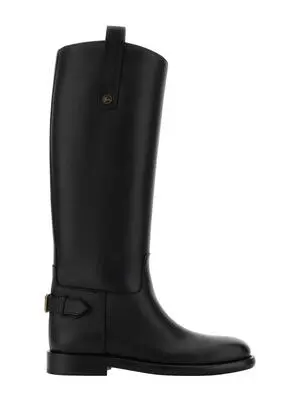 Burberry Leather Cavalier Boots - Black