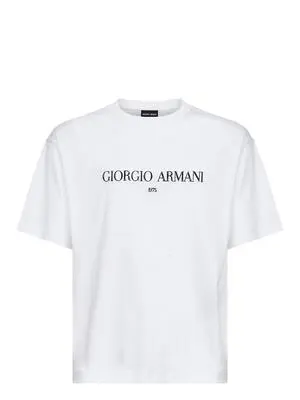 Giorgio Armani Ivory Cotton Interlock Jersey T-shirt - Multicolor