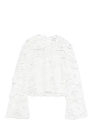 SELF-PORTRAIT White Lace Top With Flared Sleeves - Multicolor