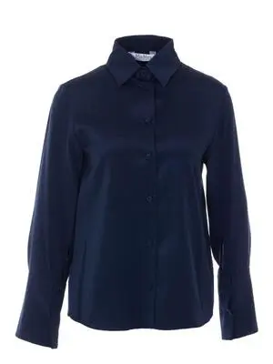 Max Mara Max Mara Silk Blend Button-Up Shirt Blue