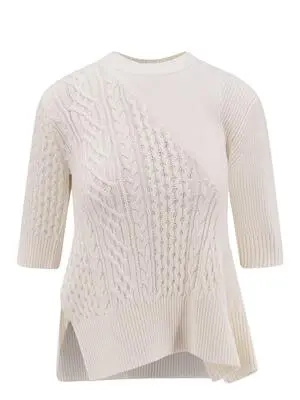 Sacai Asymmetrical Cable Knit Sweater - Multicolor