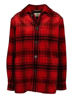 Saint Laurent Tartan Velvet Jacket - Red
