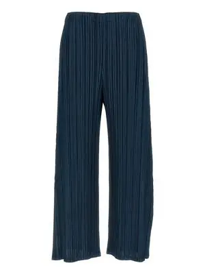 Issey Miyake Mellow Pleats Wide Leg Pants - Blue