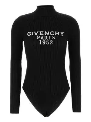 Givenchy Ribbed Turtleneck Bodysuit With Logo Detail - Black