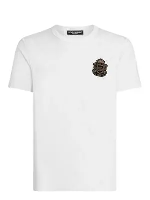 Dolce & Gabbana Cotton T-shirt With Logo Crest - White