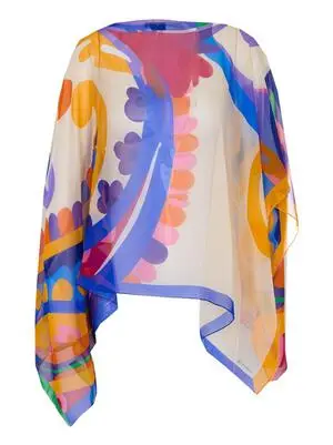 Etro Asymmetrical Floral Print Poncho Top - Multicolor