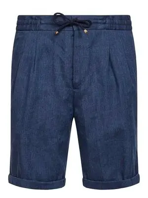 Brunello Cucinelli Brunello Cucinelli Linen And Virgin Wool Chevron Bermuda Shorts Multicolor