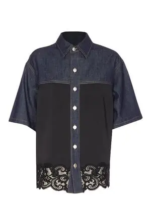 Stella McCartney Stella McCartney Short-Sleeve Denim Shirt With Lace Detailing Black